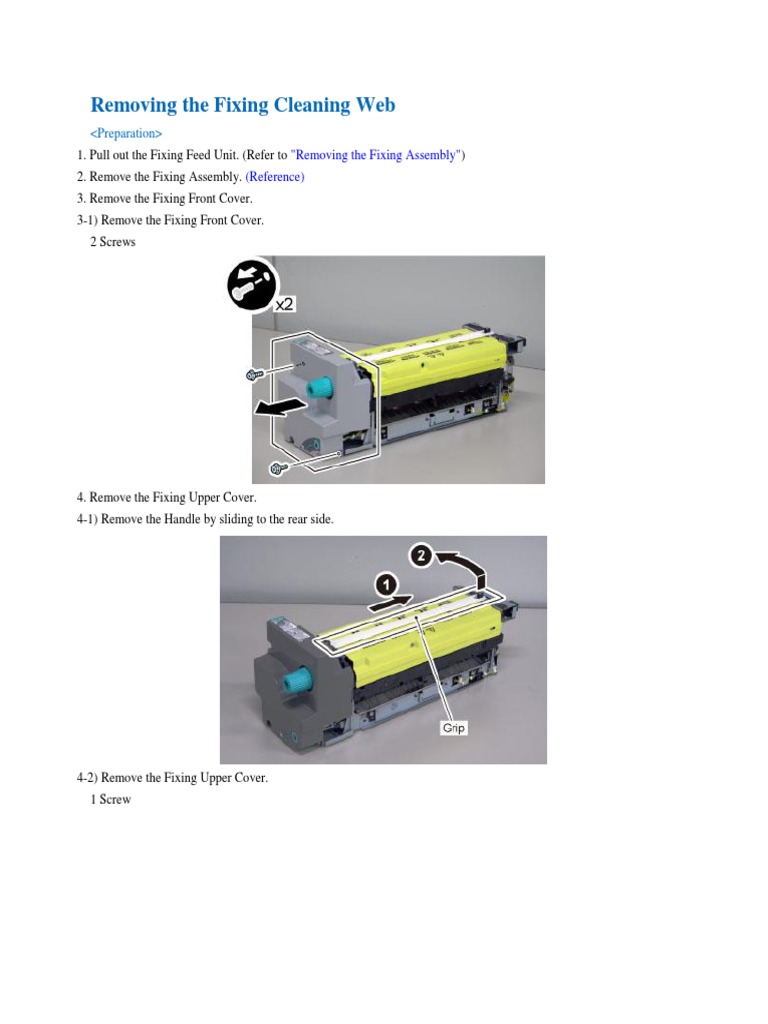 Removing The Fixing Cleaning Web | PDF