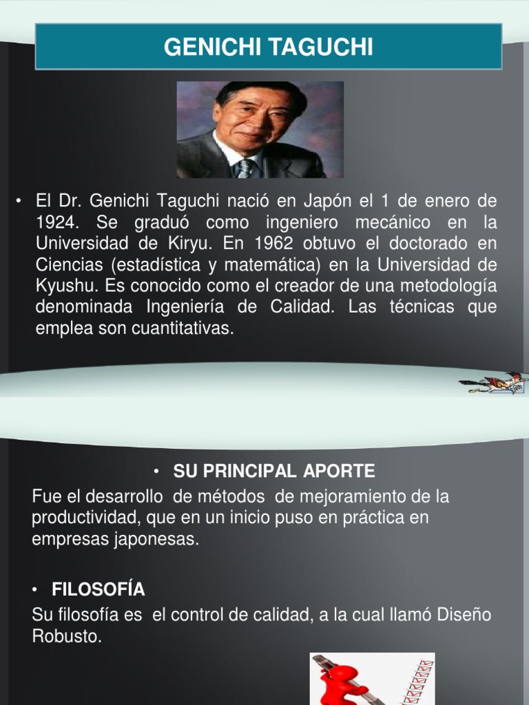 Filosofía de Calidad de Genichi Taguchi | PDF | Función de pérdida ...