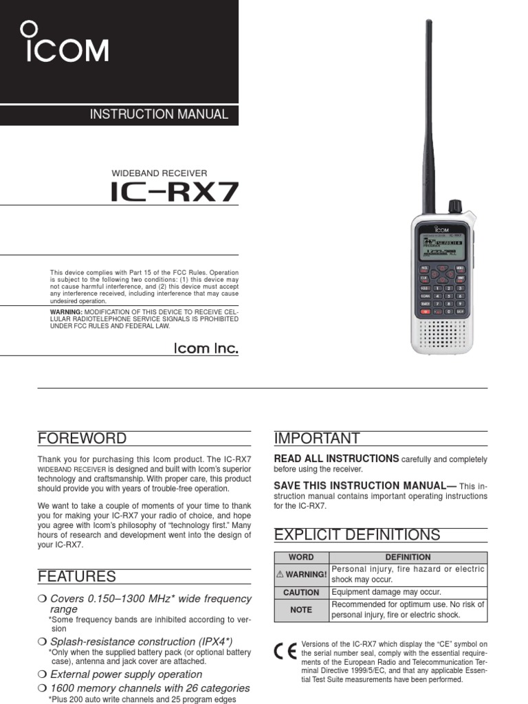 IC RX7 Instruction | PDF | Hertz | Electromagnetic Interference