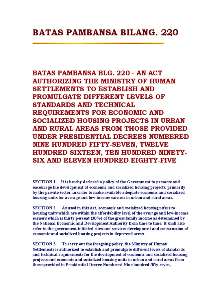 Batas Pambansa Bilang. 220 | PDF | Stairs | Nature