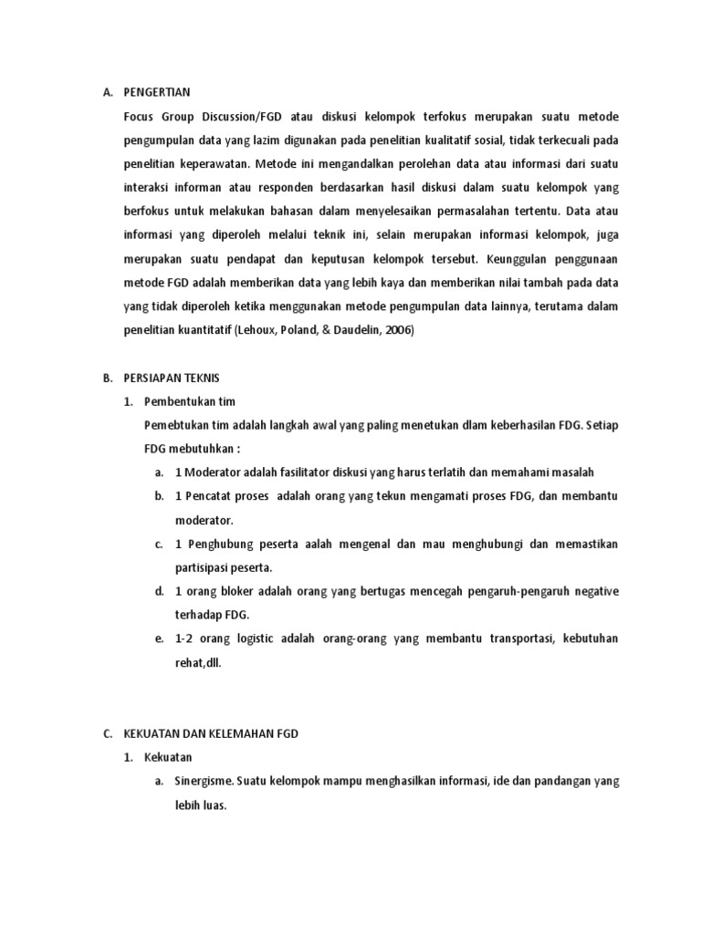 Metode FGD dalam Penelitian Kualitatif | PDF