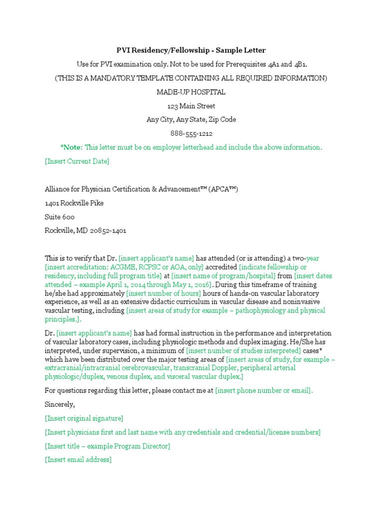 Apca Current PVI Fellowship - Residency Letter - Updated | PDF | Science & Mathematics