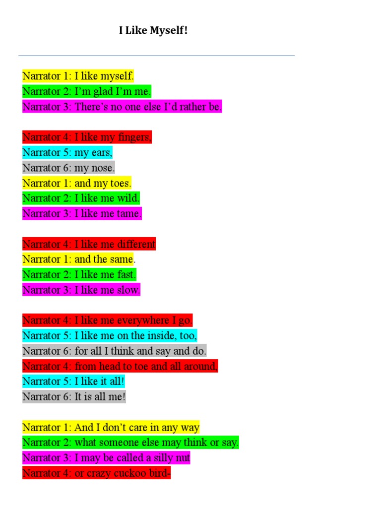 I Like Myself Poem | PDF