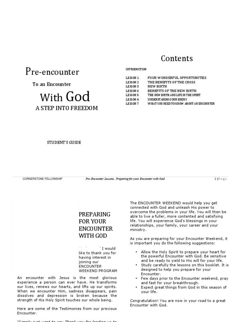 Pre Encounter - Student GUIDE | PDF | Born Again | Salvation