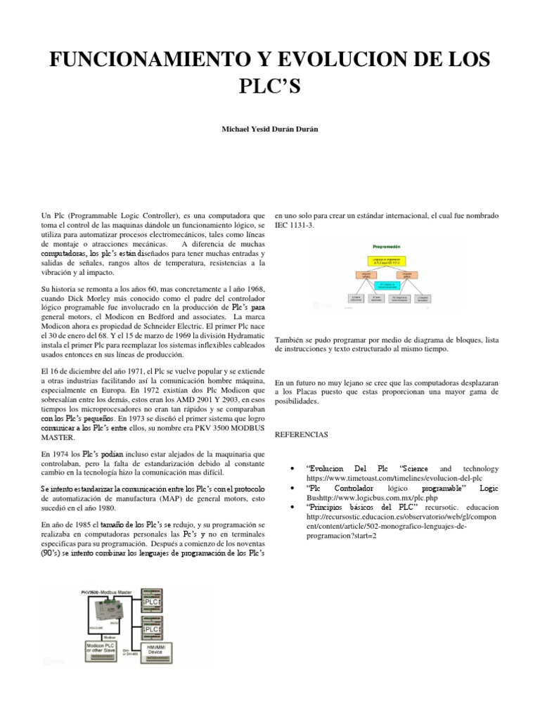 PLC Evolucion | PDF | Controlador lógico programable | Ingeniería de ...