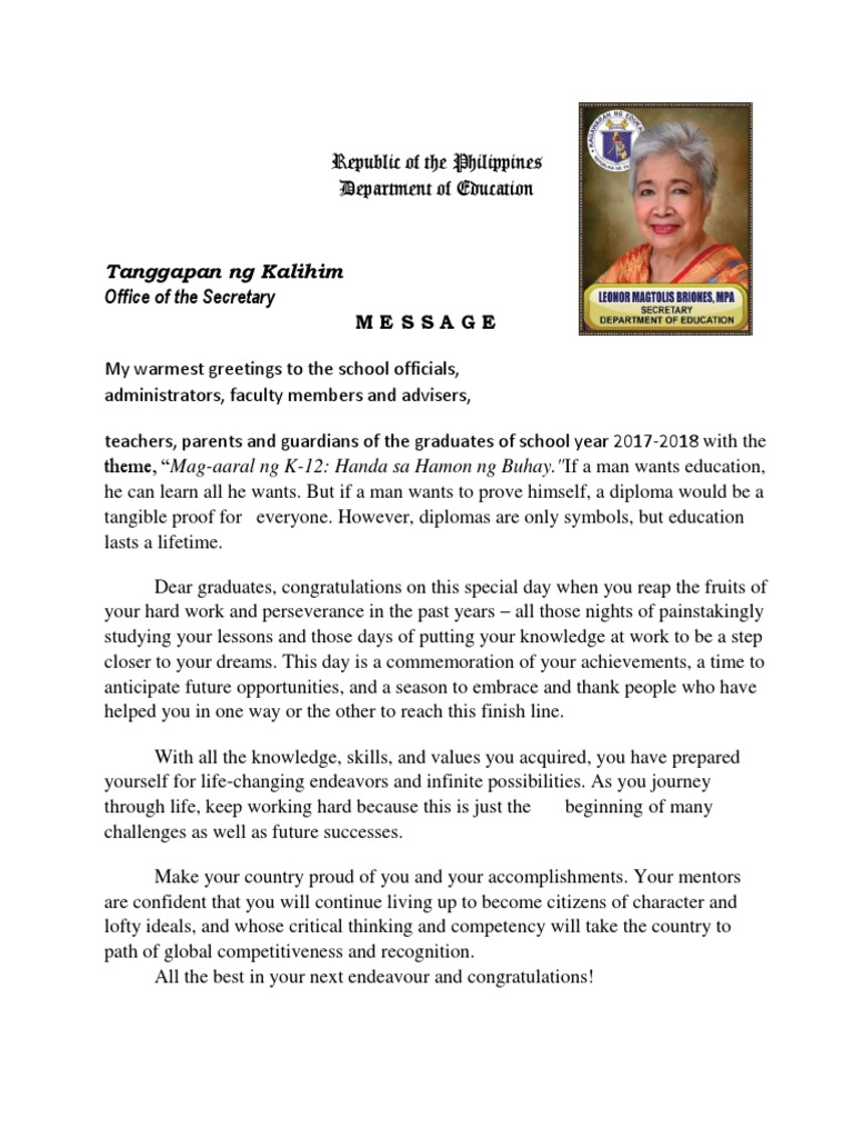 Deped Sec - Briones Message | PDF