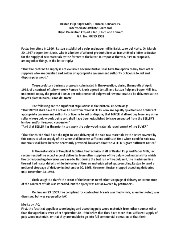 Rustan Vs IAC Digest | PDF | Pulp (Paper) | Government
