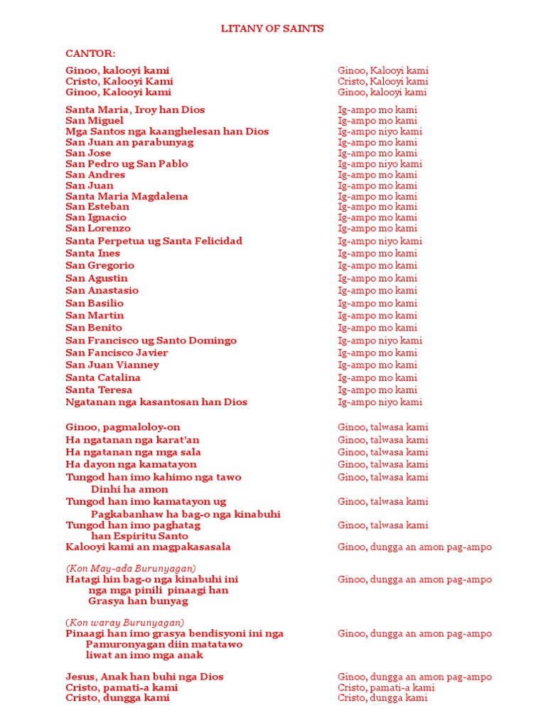 Litany of Saints | PDF