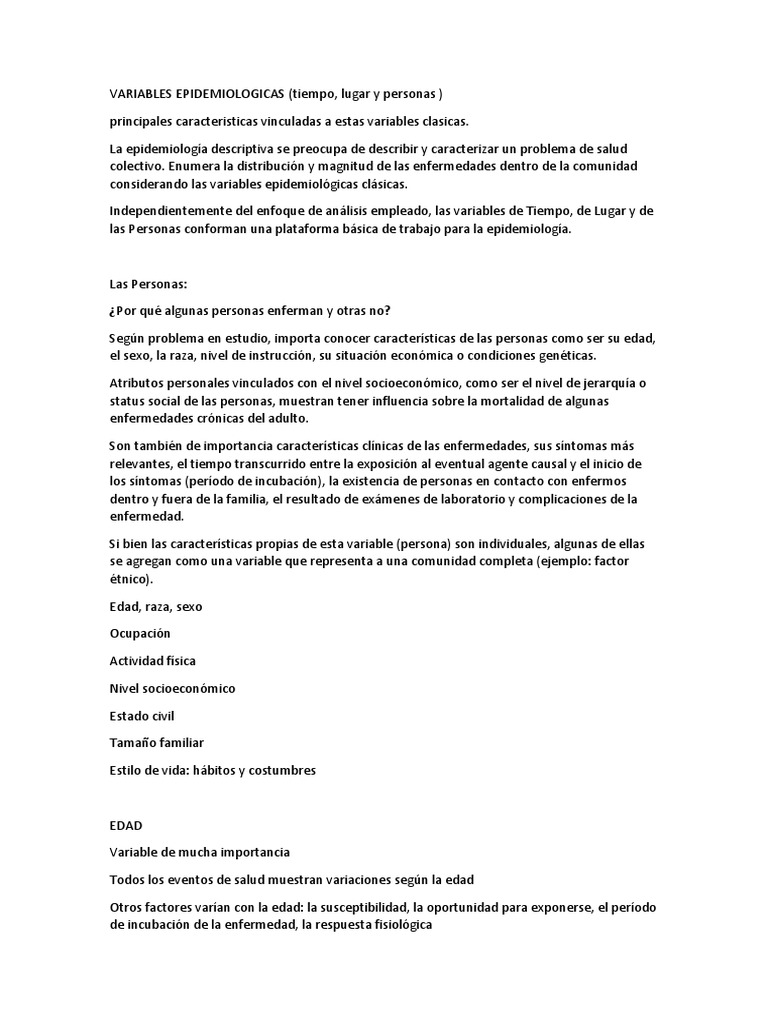 Variables Epidemiologicas | PDF | Epidemiología | Adultos