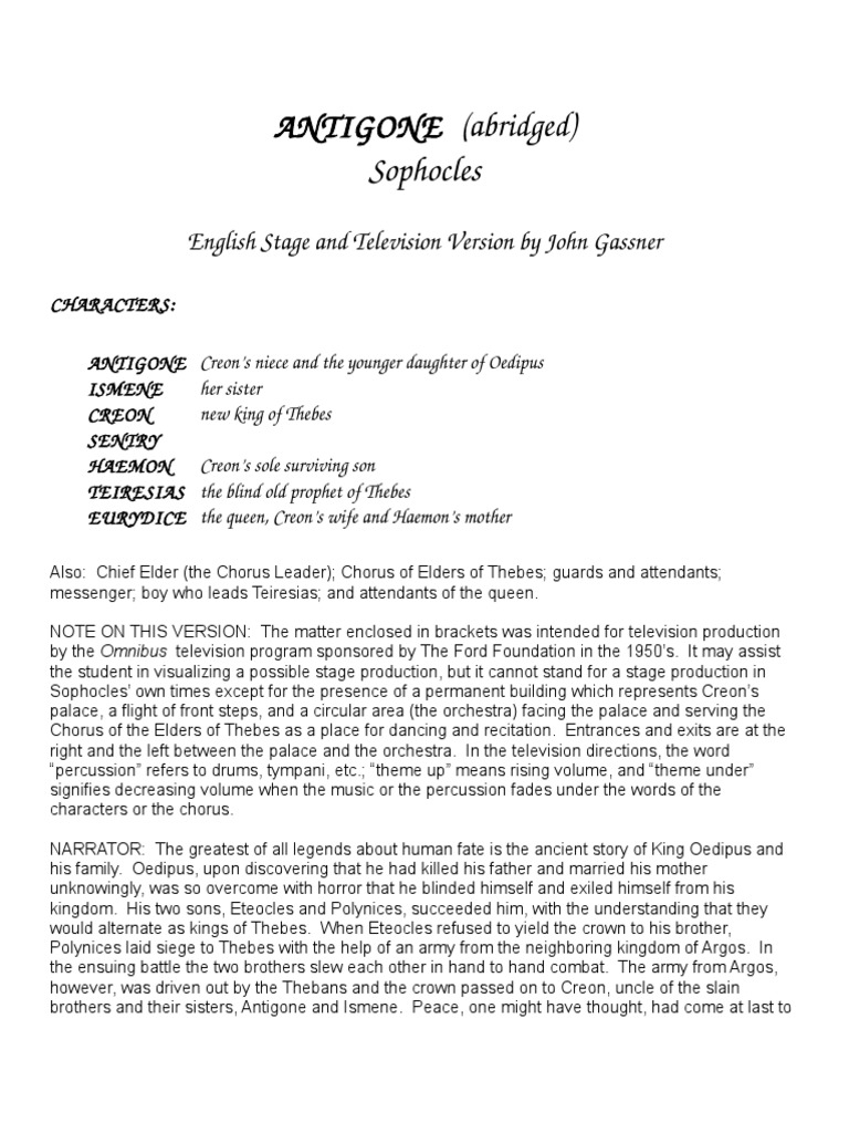 Antigone Reading | Download Free PDF | Oedipus | Sophocles