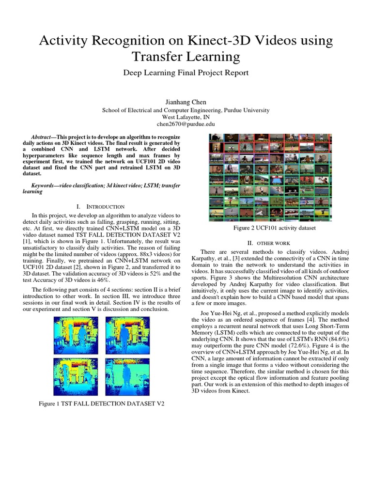 Jianhang Chen Activity Recognition On Kinect-3d Videos Using Transfer Learning | PDF ...