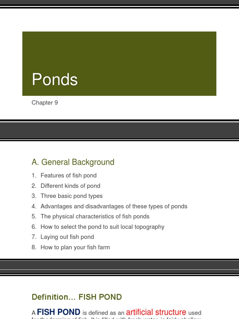 Chapter 9 Ponds | PDF | Pond | Dam