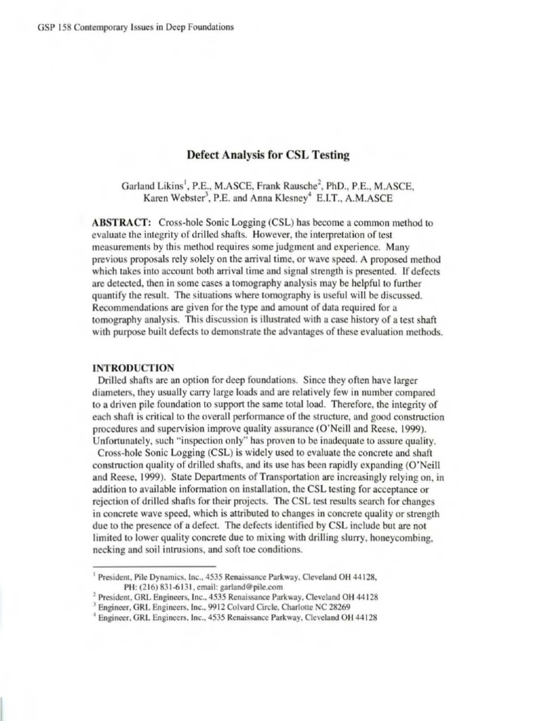 Defect Analysis For CSL Testing | PDF | Deep Foundation | Tomography