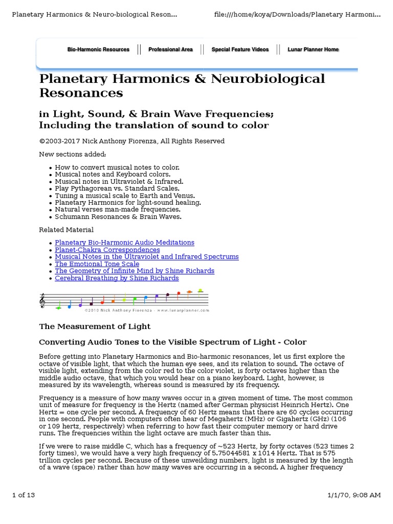 Planetary Harmonics and Neurobiological Resonances | PDF | Ionosphere ...