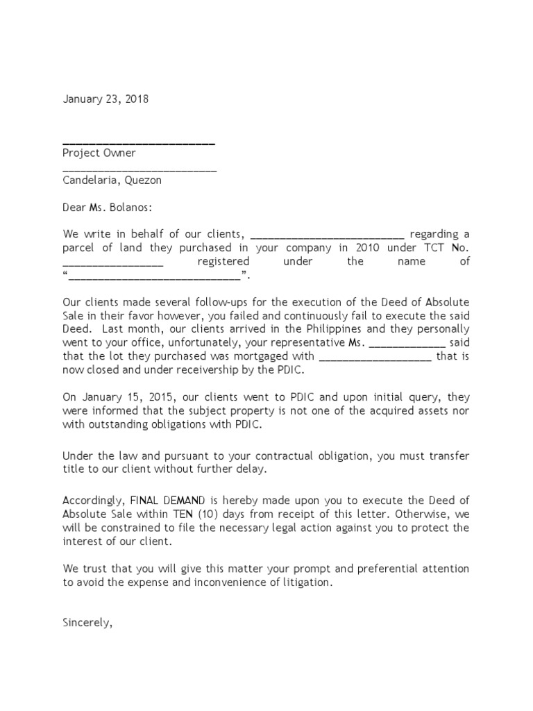 Sample Demand Letter | PDF