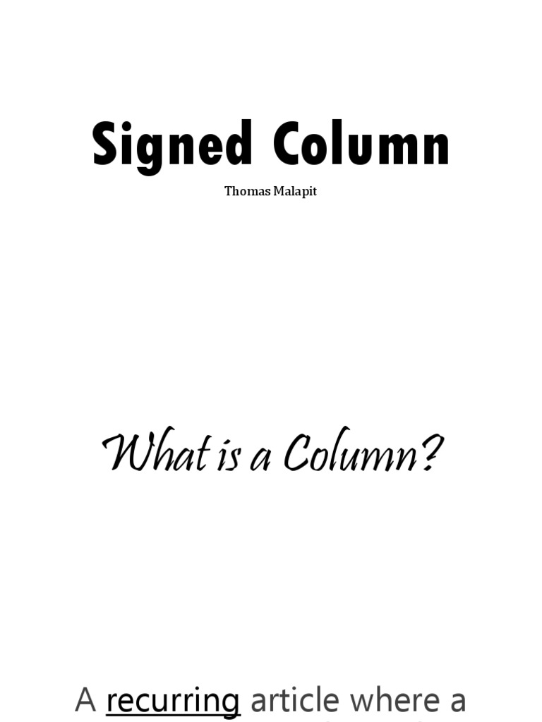 Signed Column: Thomas Malapit | PDF | Poetry | General Fiction