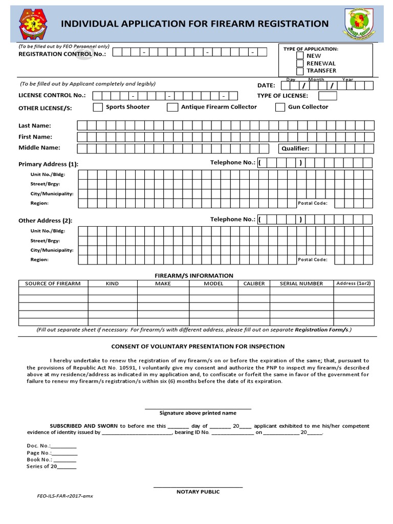 Firearm Registration Application Form PDF | PDF | Government ...