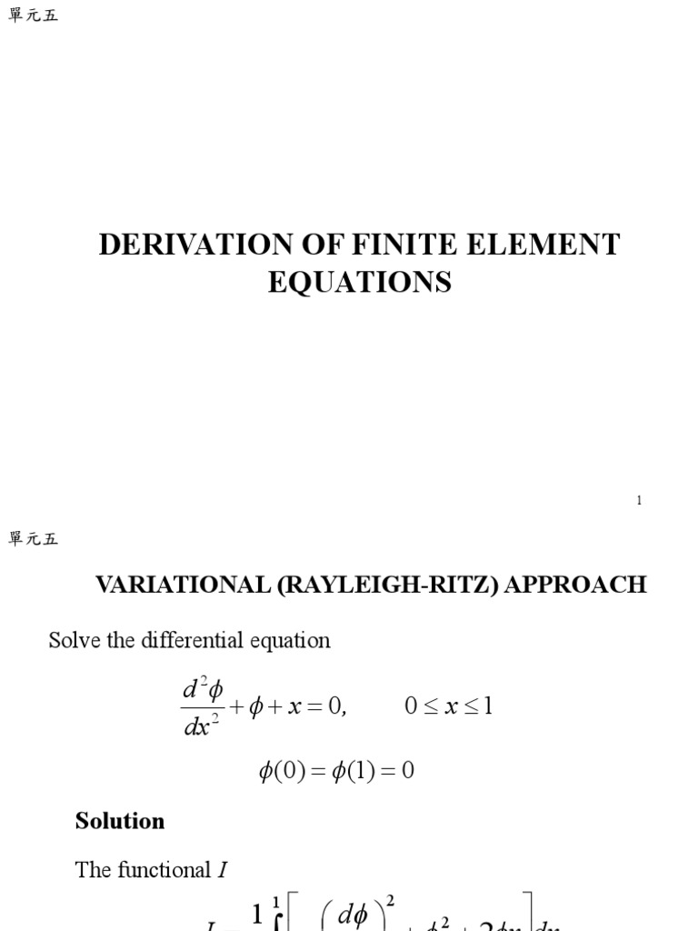Fe Handout 05 (Derivation) | PDF | Finite Element Method | Equations