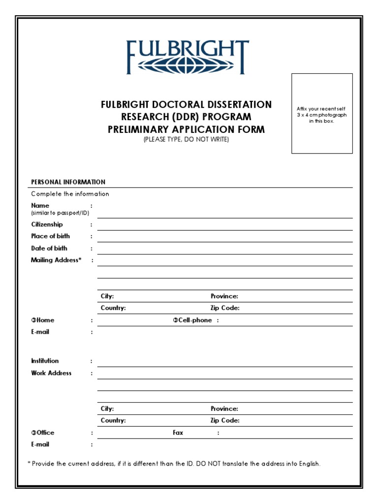 Fulbright Ddr Application Form Pdf Thesis Doctor Of Philosophy