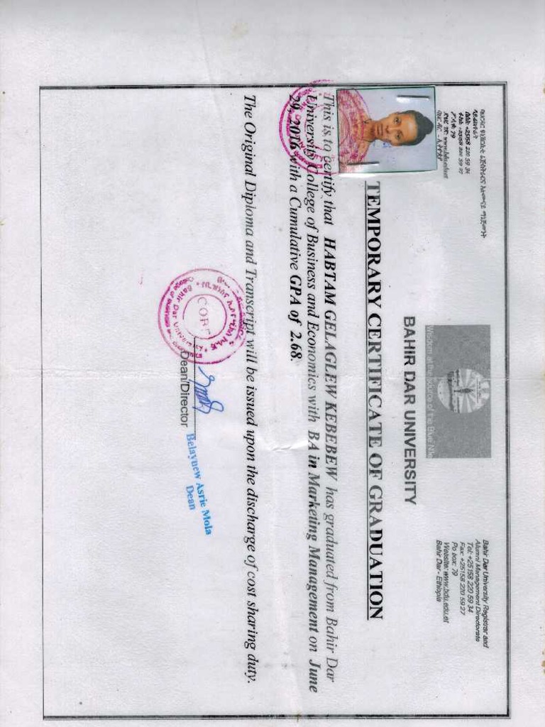 Temporary Certificate of Gradution | PDF