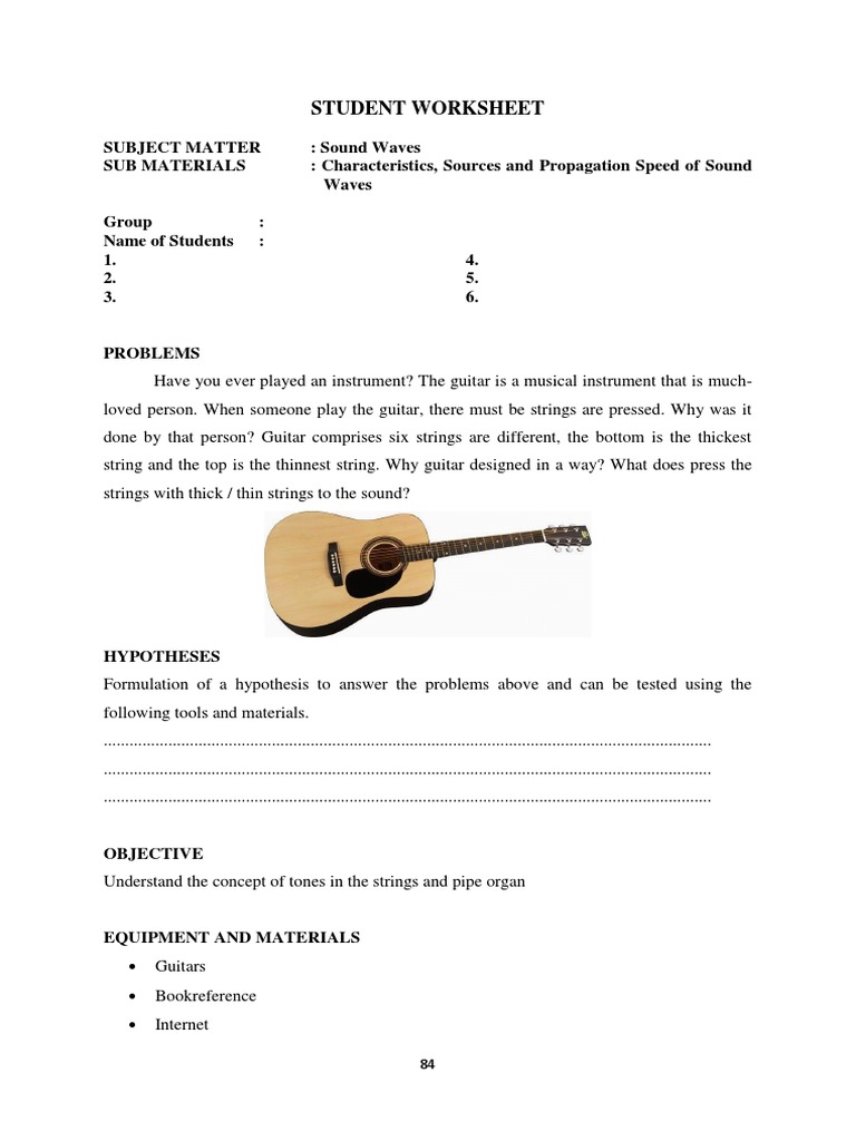 Student Worksheet | PDF | Decibel | String Instruments