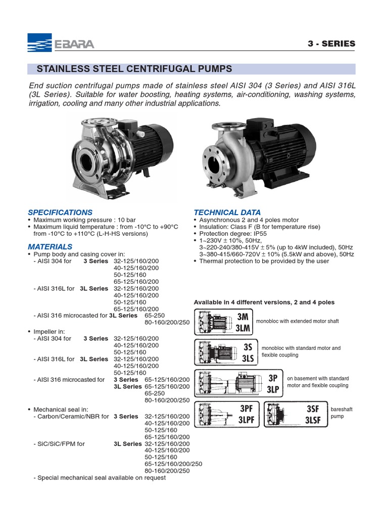 Ebara Stainless Steel Pump Catalogue | PDF | Pump | Chemical Engineering