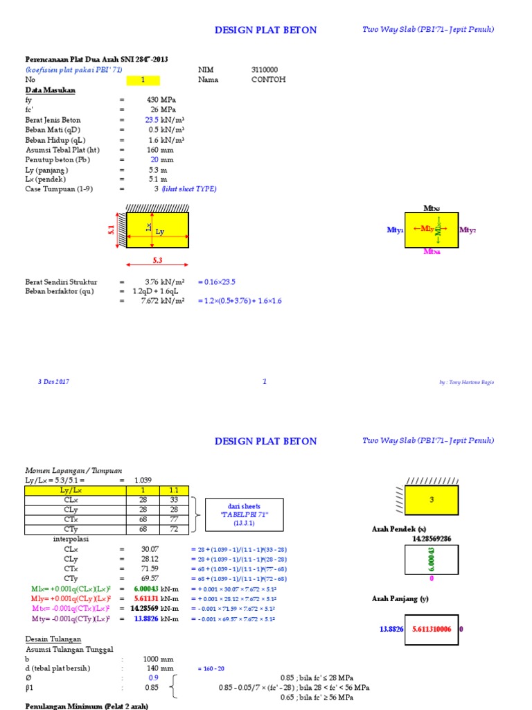 Two Way Slab Design Calculation | PDF