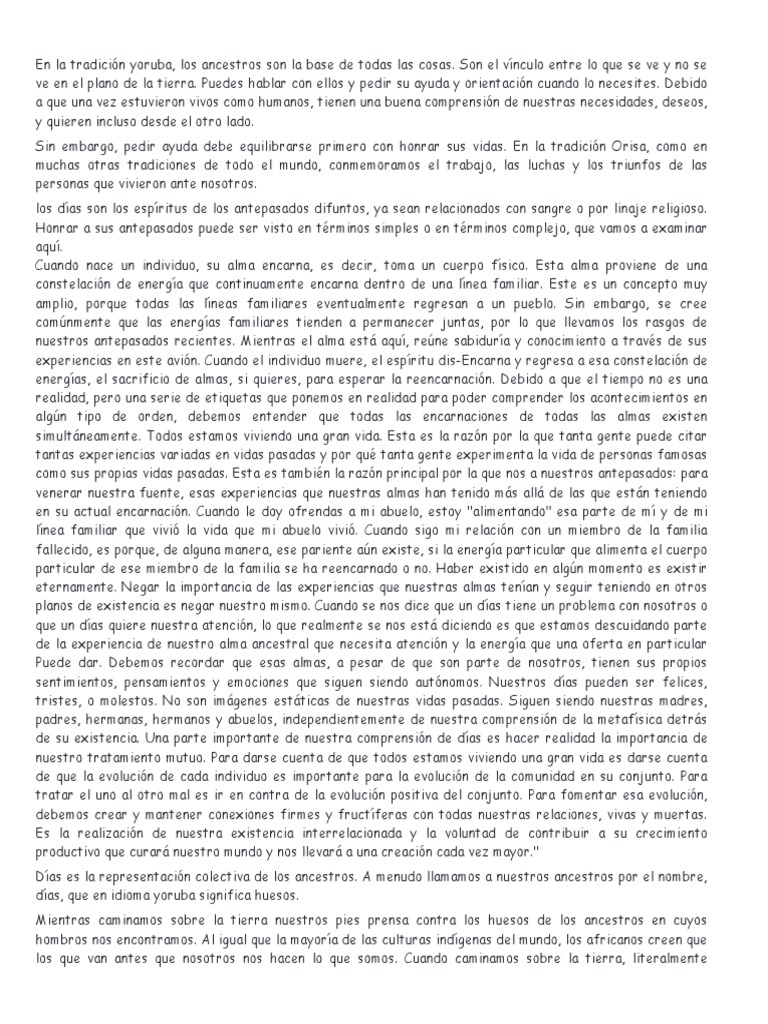 Conexión Ancestral en la Tradición Yoruba | PDF | Alma | Vida