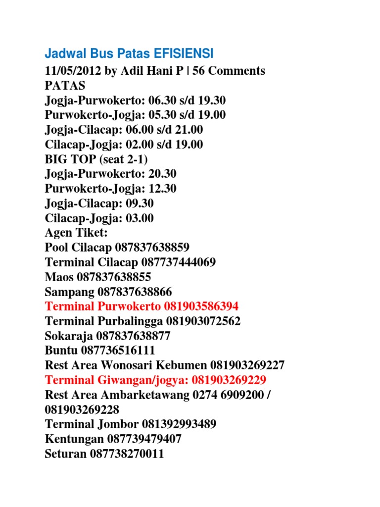 Jadwal Bus Patas | PDF | Agama & Spiritualitas