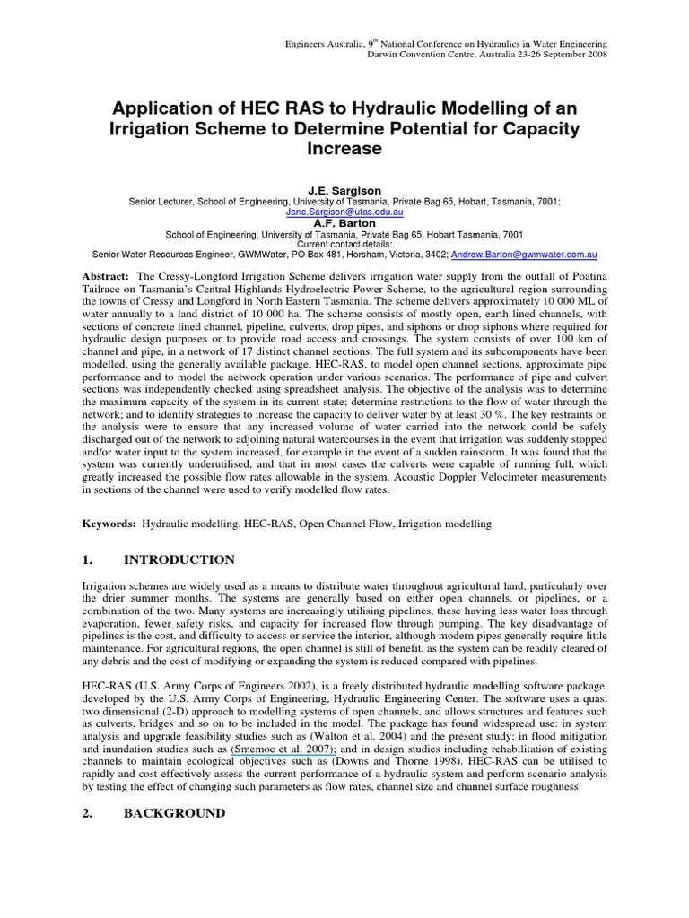 Application of HEC RAS To Hydraulic Mode | PDF | Water Resources ...