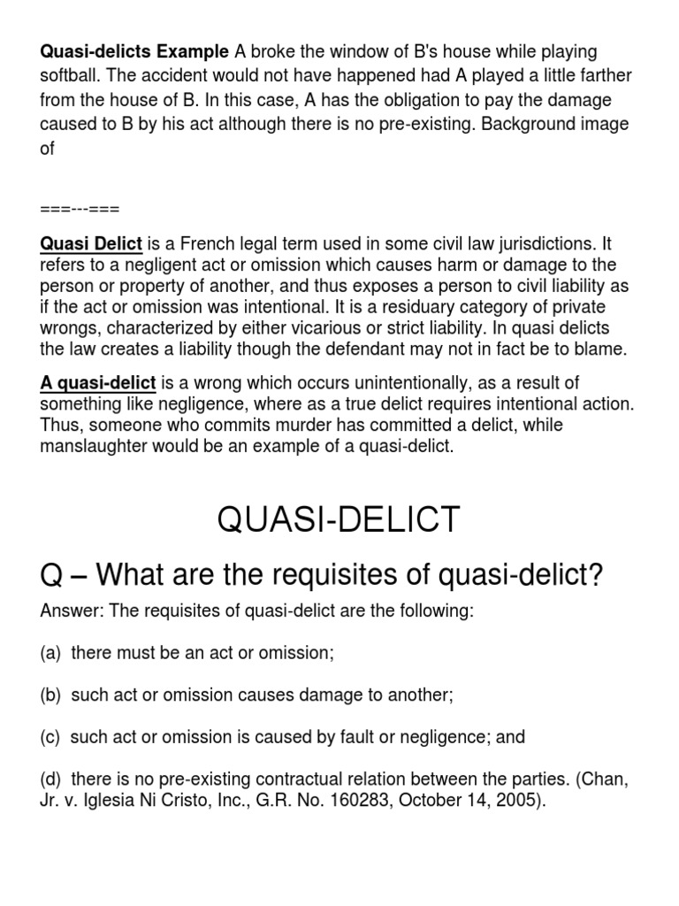 Quasi Delict | PDF | Negligence | Damages