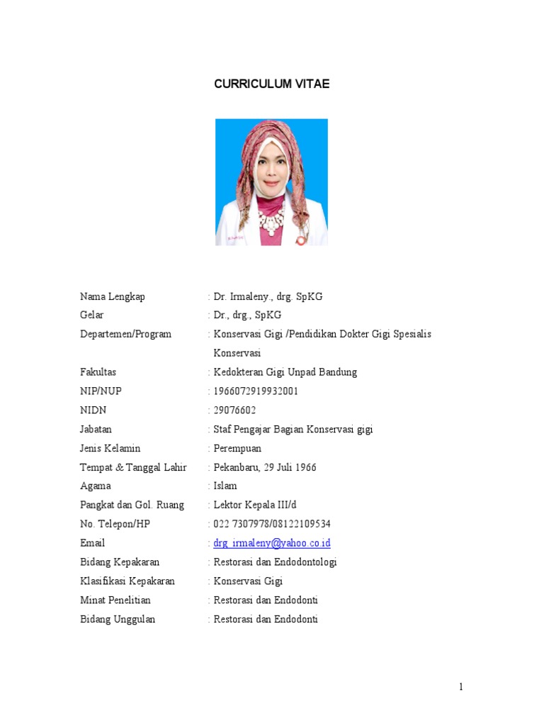 CV DRG Irma Leni - Unpad | PDF