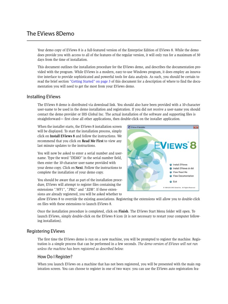 Eviews Demo 8 Pdf Download Free Pdf Installation Computer