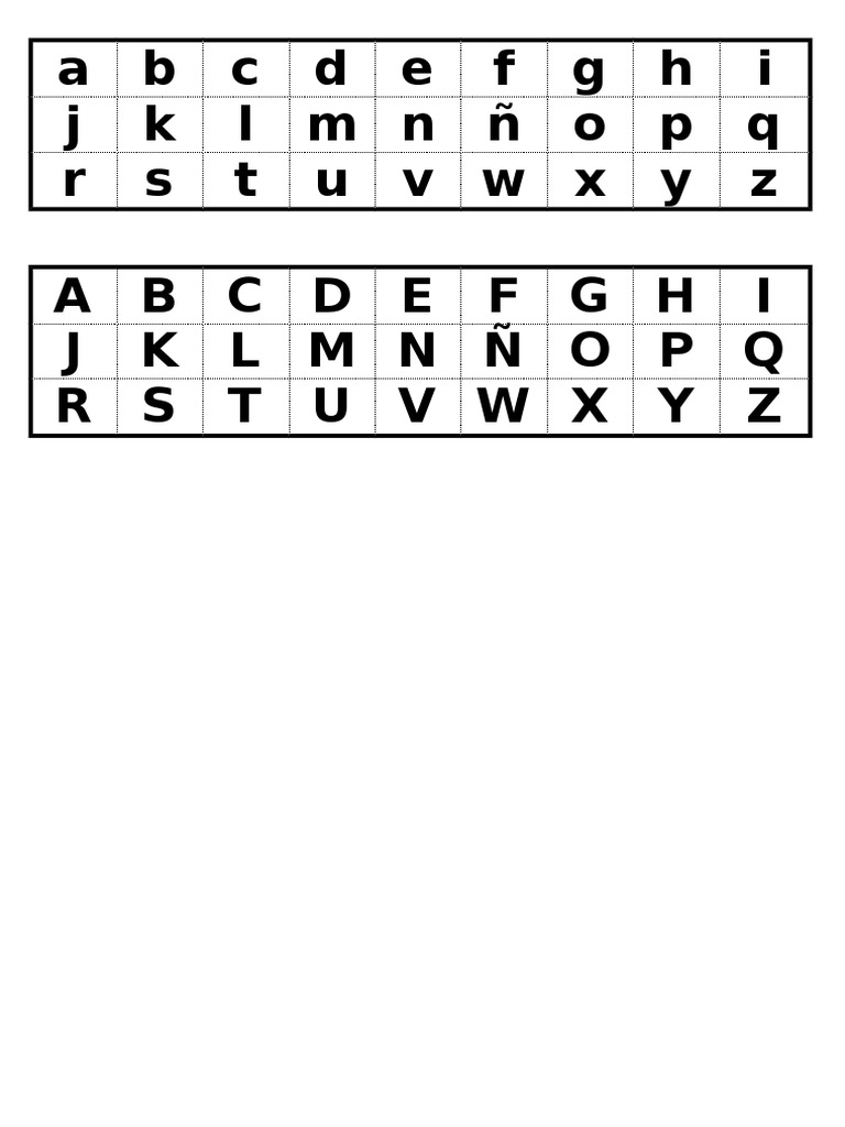 Tabla Del Alfabeto y Númertos | PDF