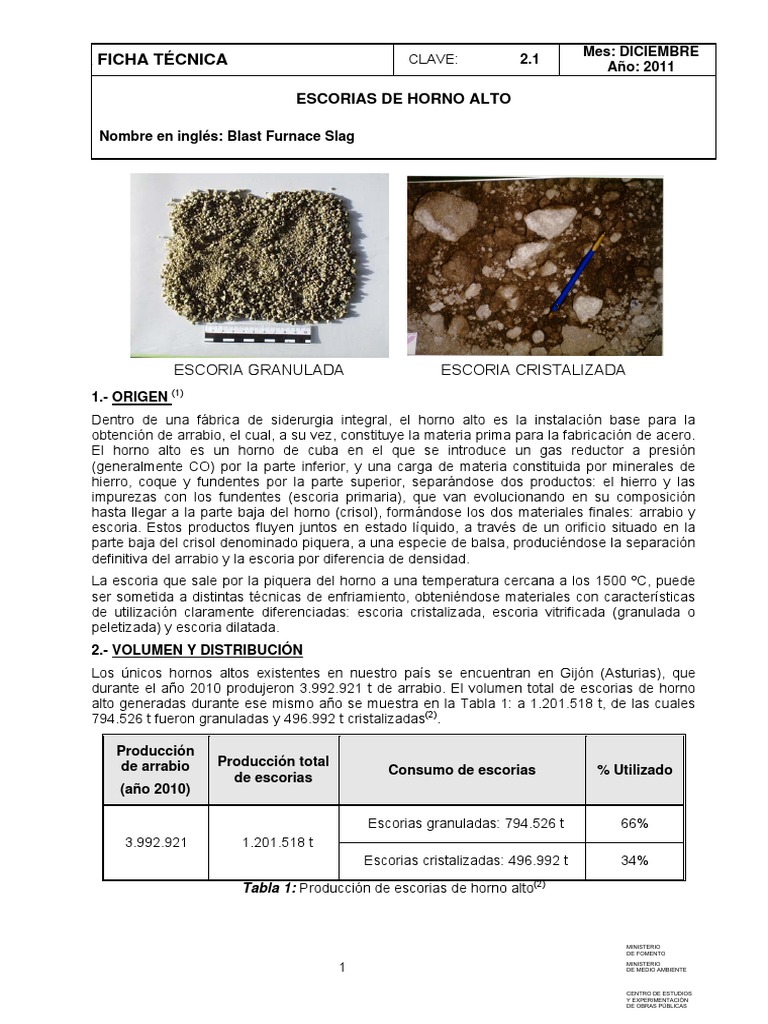 Escorias de Altos Hornos | PDF | Arrabio | Cemento