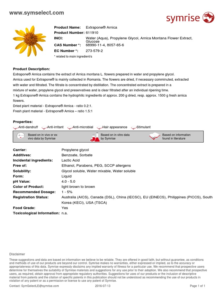 Extrapone Arnica | PDF | Solubility | Water