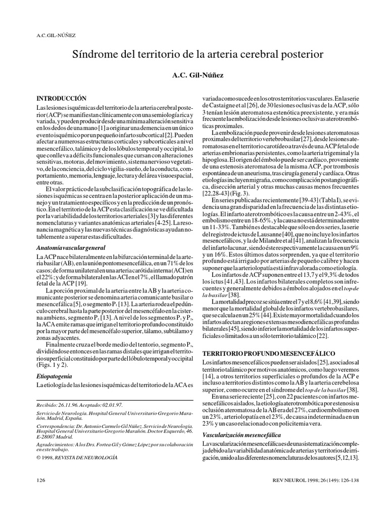 Sindrome Territ Art Cerposterior | PDF | Tálamo | Afasia