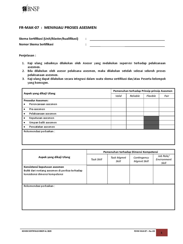 Form Mak 07.rev.02 | PDF