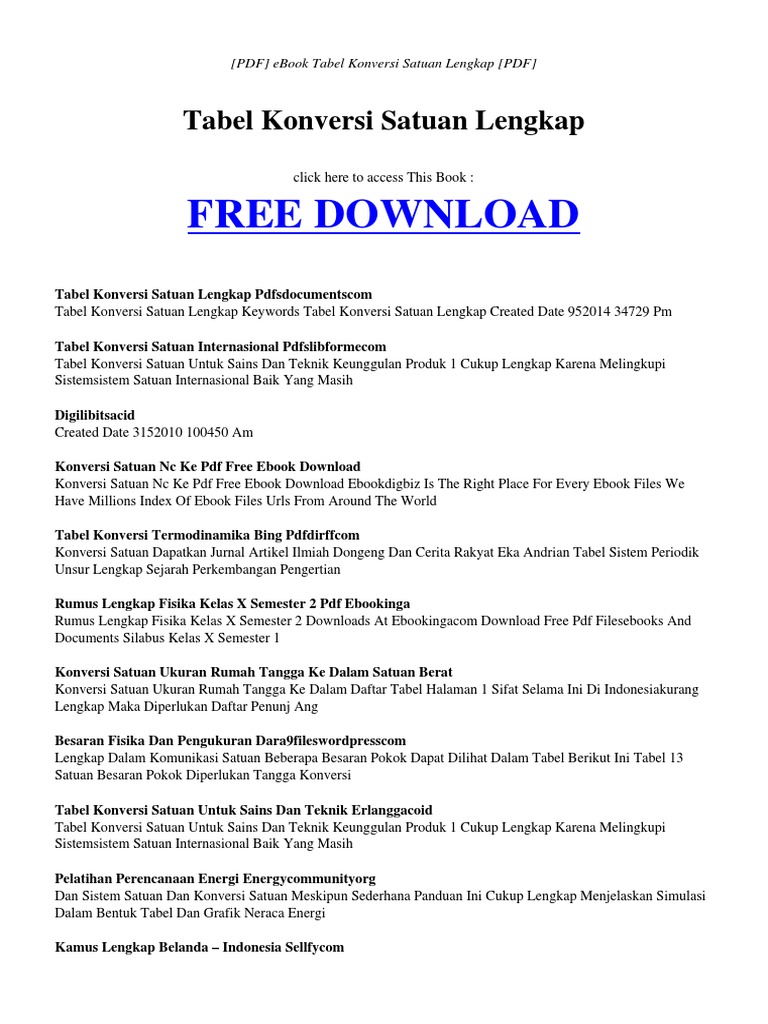 Tabel Konversi Satuan Lengkap | PDF