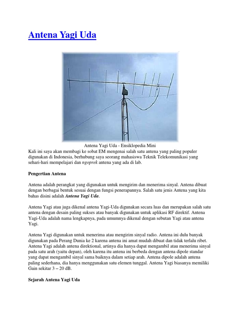 Antena Yagi Uda | PDF