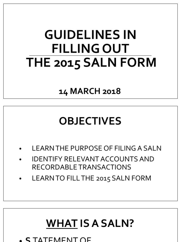 Saln Guide 2018 | PDF | Loans | Mergers And Acquisitions