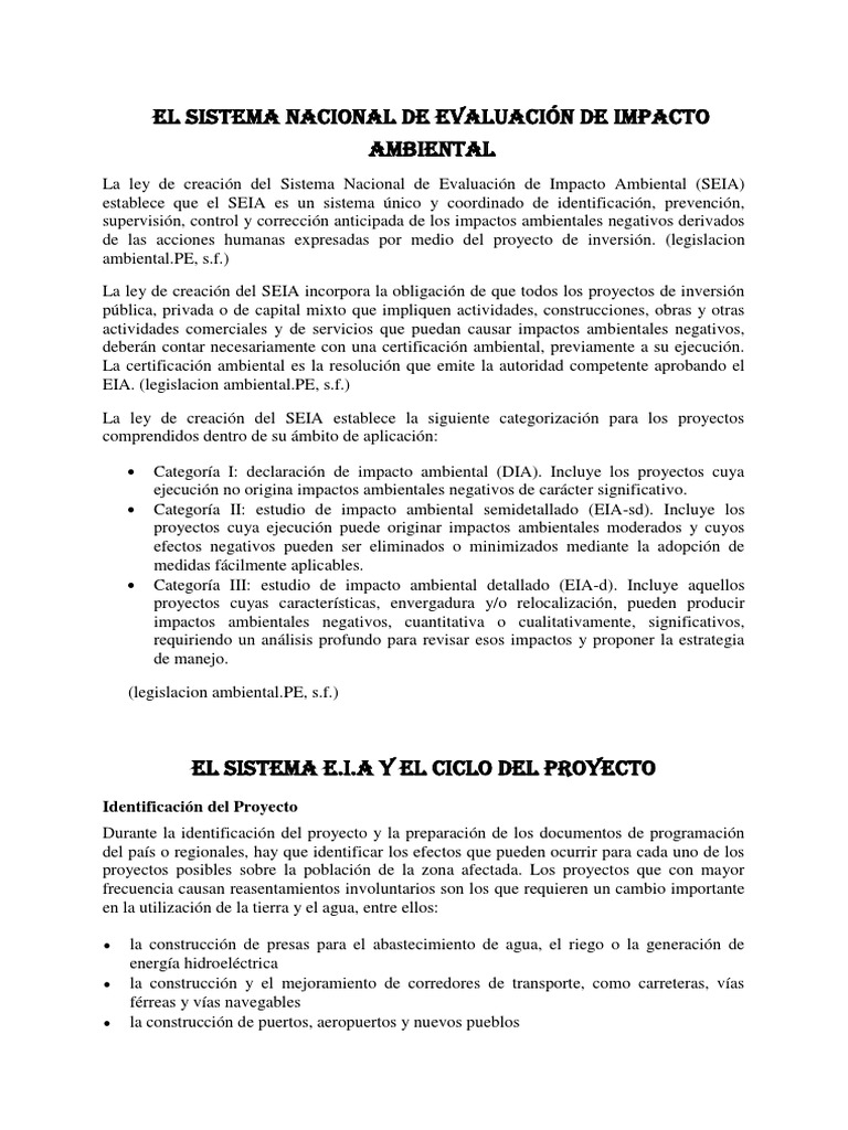 El Sistema Nacional de Evaluación de Impacto Ambiental | PDF ...