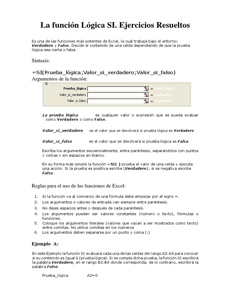 Función Lógica SI en Excel: Guía Práctica | PDF | Fórmula | Point and Click