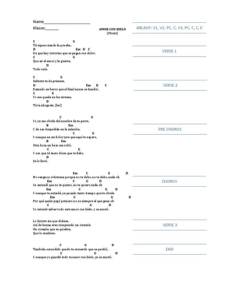 Amor Con Hielo (Morat) | PDF