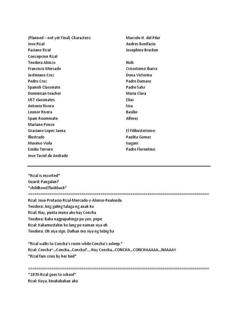 (To Be Revised) Rizal Script | PDF