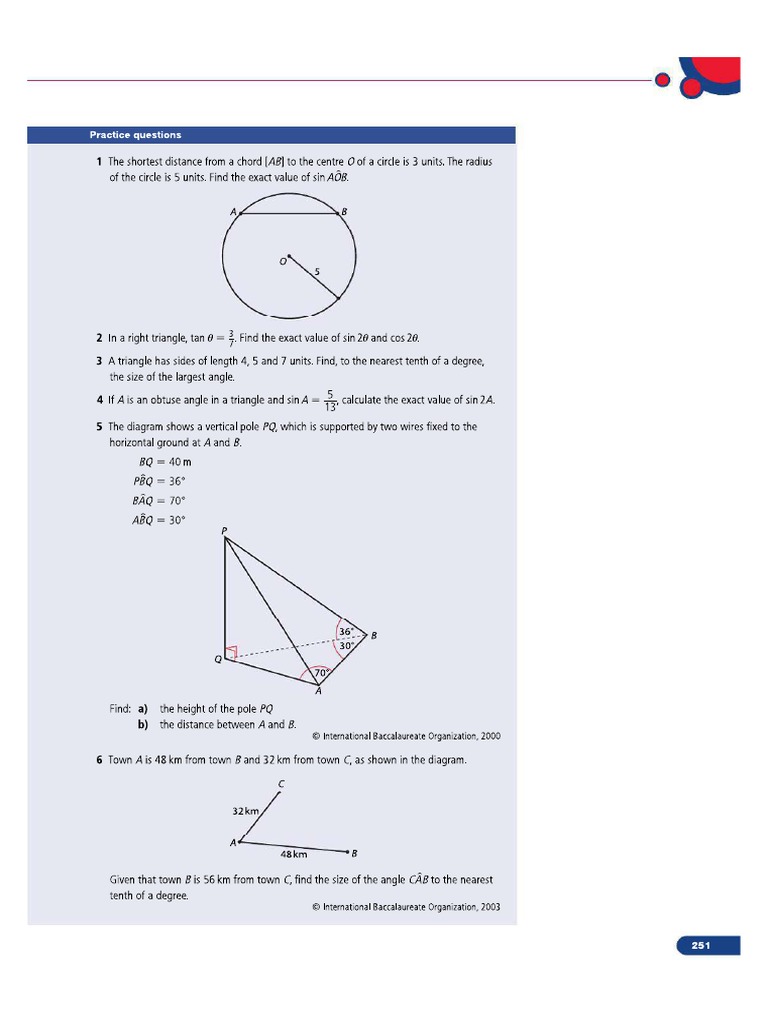 Ch7 - Triangle Trig Questions | PDF