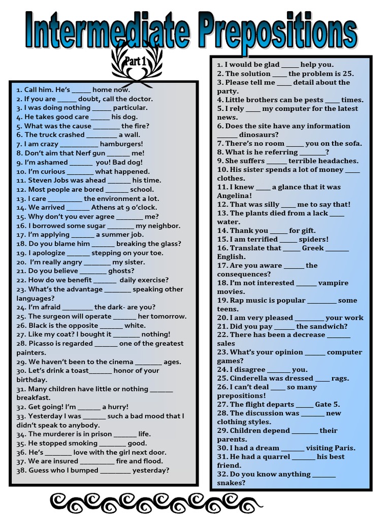 Prepositions 1 With Key Grammar Guides - 22216 | PDF | Art