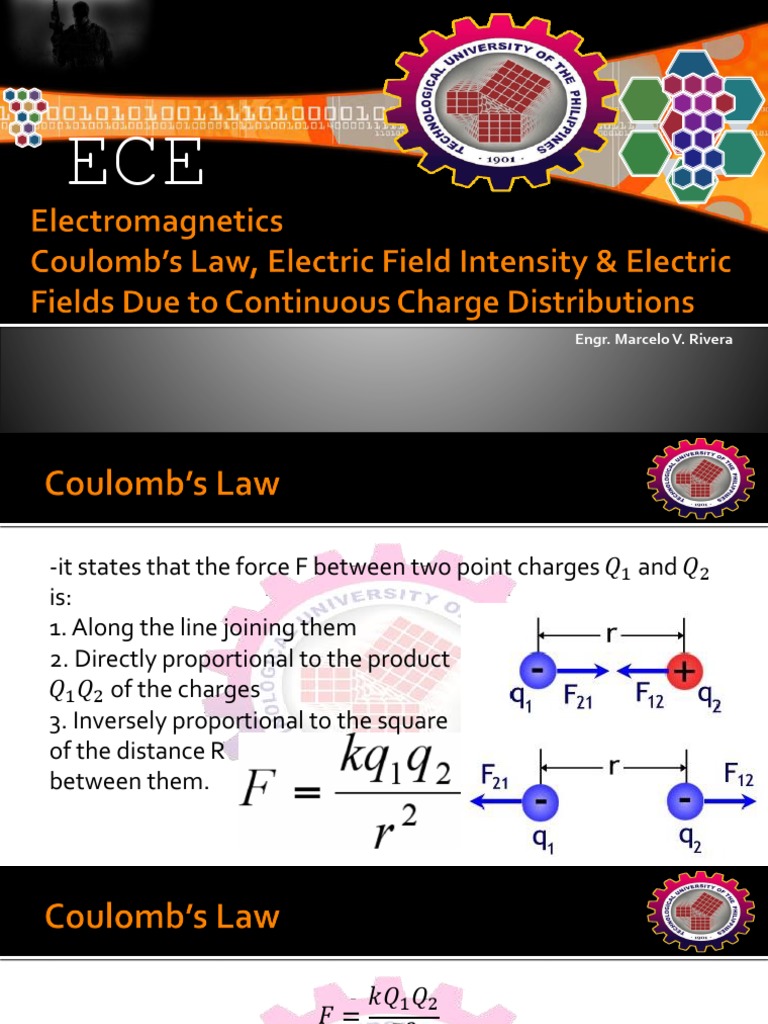 4 Electric Charge, Coulomb's Law and Electric Fields Due To Continuous ...