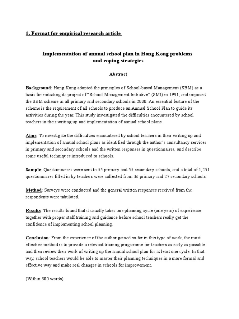 Format For Empirical Research Article | PDF | Survey Methodology ...