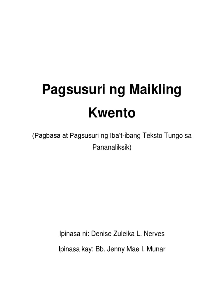 Pagsusuri NG Maikling Kwento | PDF